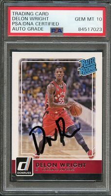 2015-16 Donruss Rated Rookie #245 Delon Wright Signed Card AUTO 10 PSA ...