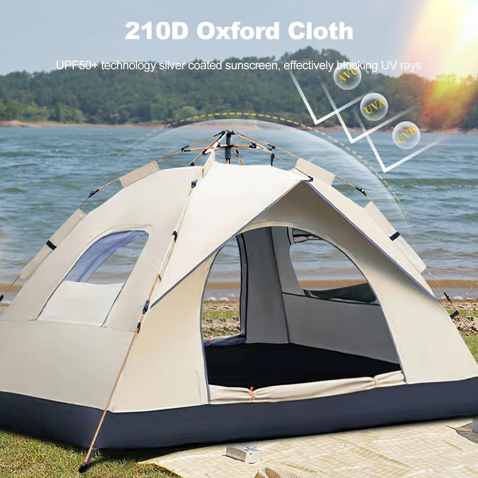Pop Up Tent for Camping 3/4 Person Camping Dome Tent Waterproof ...