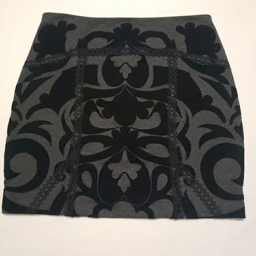 Free People Velvet Damask Stretch Mini Skirt S High Waist Lace Details ...