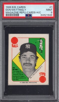1986 B.B. Cards Magazine #1 DON MATTINGLY PSA 9 MINT Repli-Cards RARE 1 ...