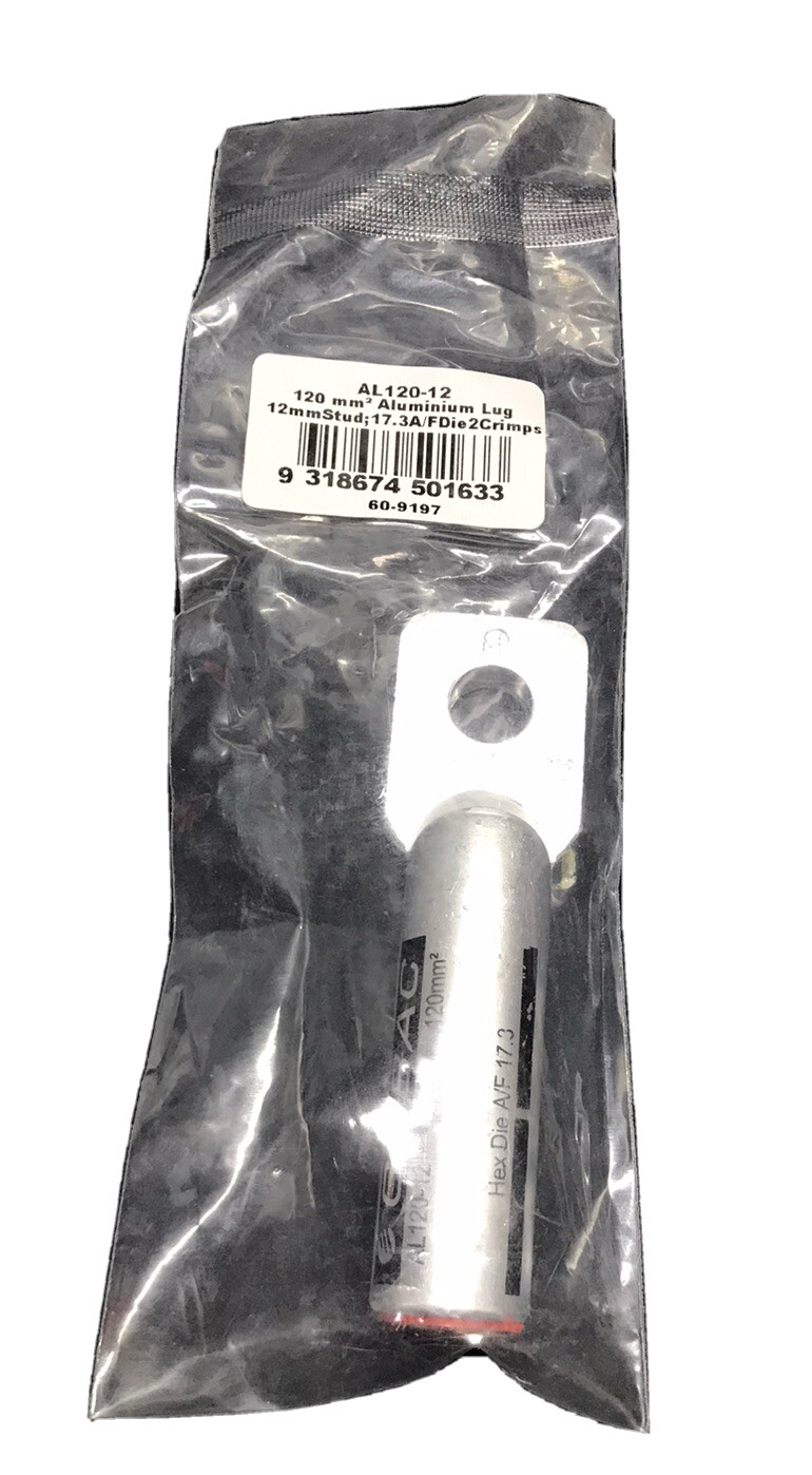 4 x Cabac Aluminium Crimp Lug AL120-12 120mm Cable 12mm Stud AL12012 17 ...