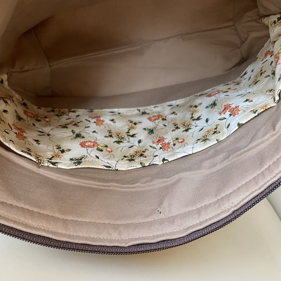 Handmade Fabric Shoulder Bag Sturdy Stands Floral Tote Bag Tan Peach ...