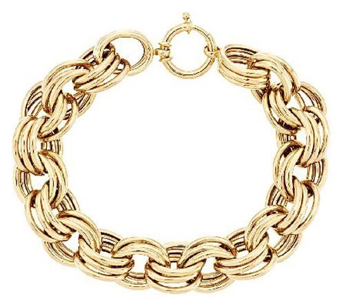 QVC Polished Triple Oval Rolo Link Bracelet Senora Clasp Real 14K ...
