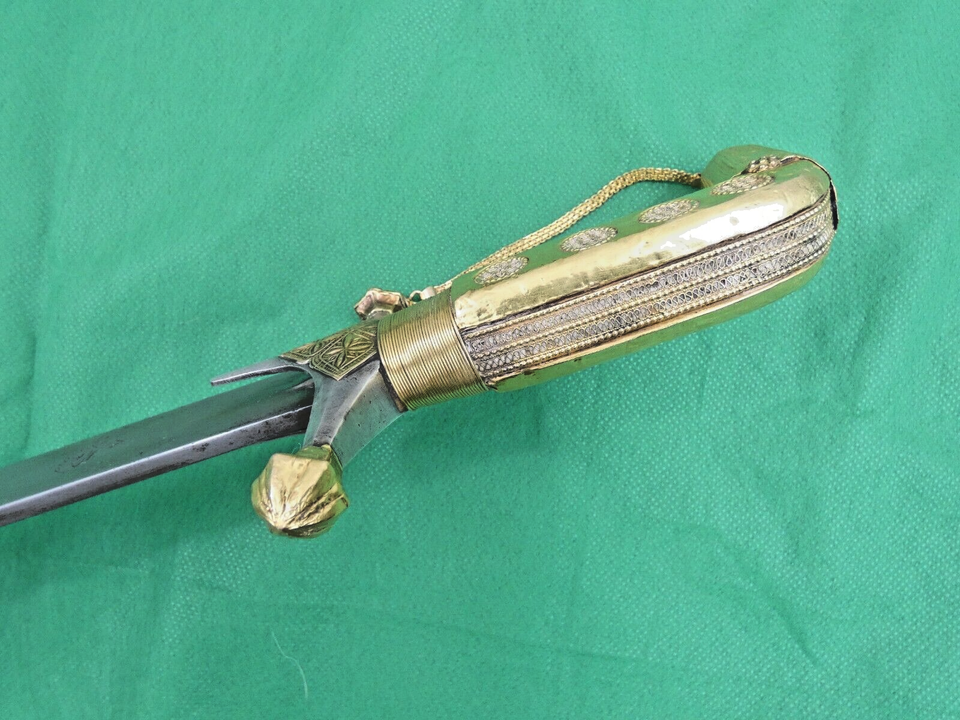 22K GOLD MOUNTED ANTIQUE ARAB SAIF SHAMSHIR SWORD DAMASCUS WOOTZ BLADE ...