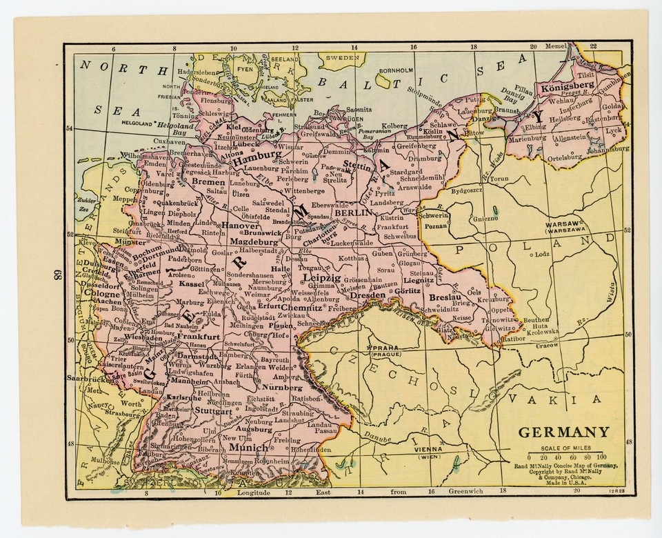 1931 Vintage Atlas Map Page - France map on one side and Germany map on ...