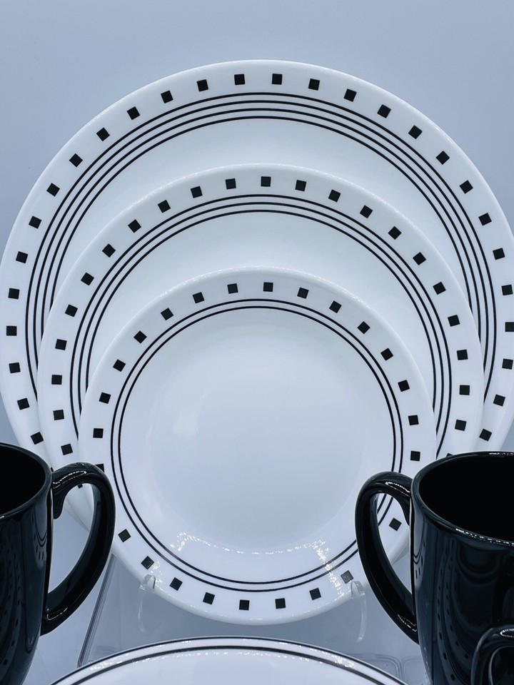 Corelle City Block 20 pc Dinnerware Set W/ Luncheon Plates Corelle Mugs ...