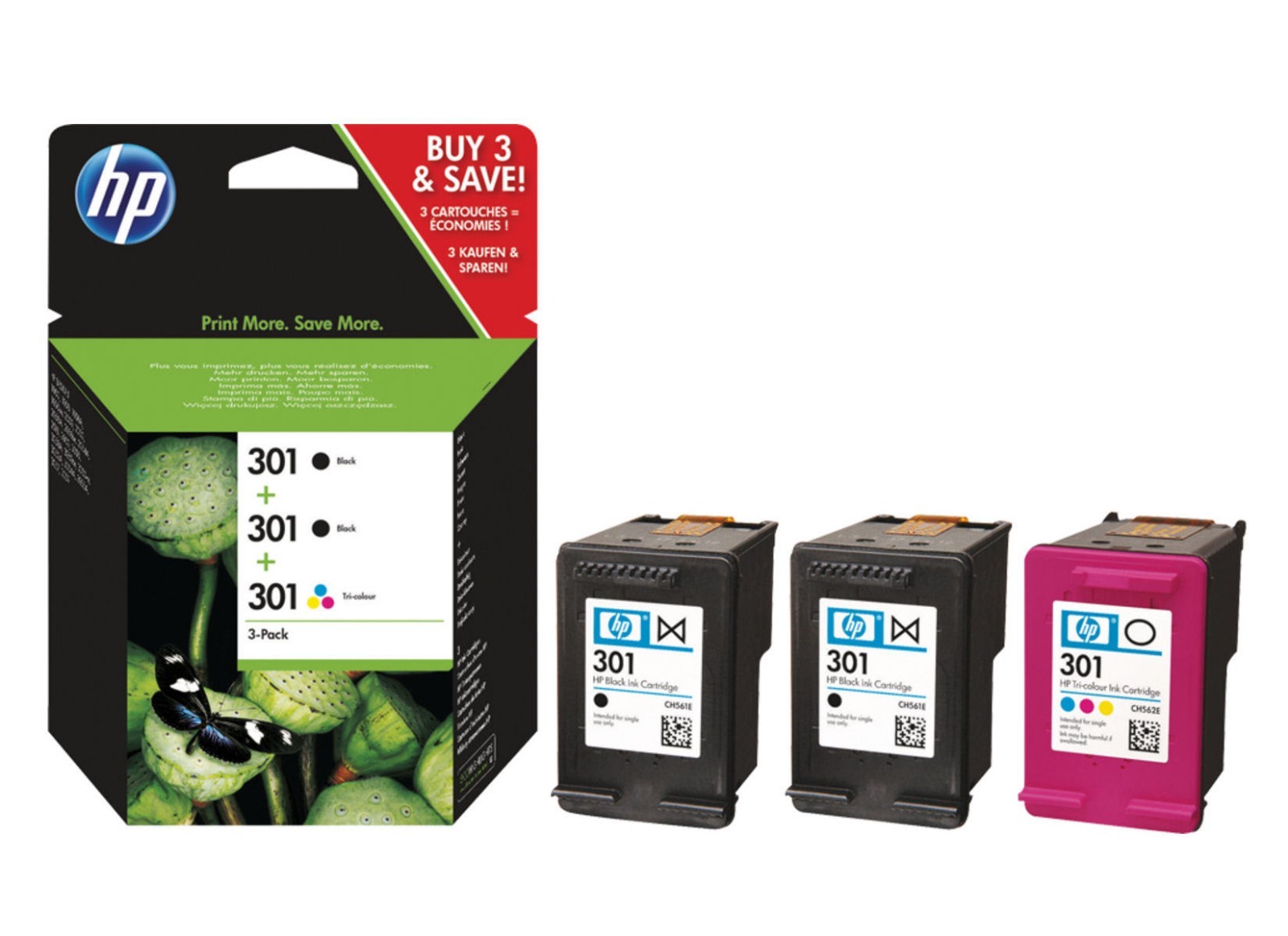 Original HP 301 / 301XL Black & Colour Ink Cartridge For DeskJet 1512 ...