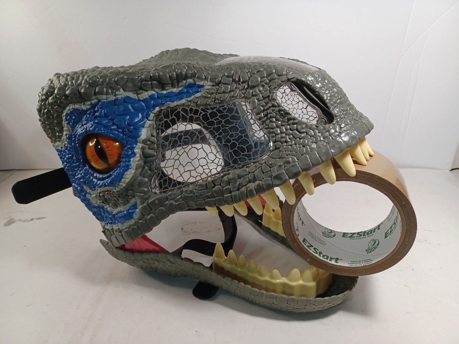 BLUE VELOCIRAPTOR MASK Jurassic World Moveable Jaw Raptor Dinosaur Mask ...