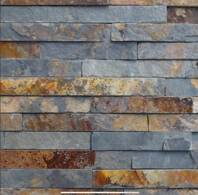 Sample of Rustic Multicolour REAL Slate Stone Split Face Wall Cladding ...