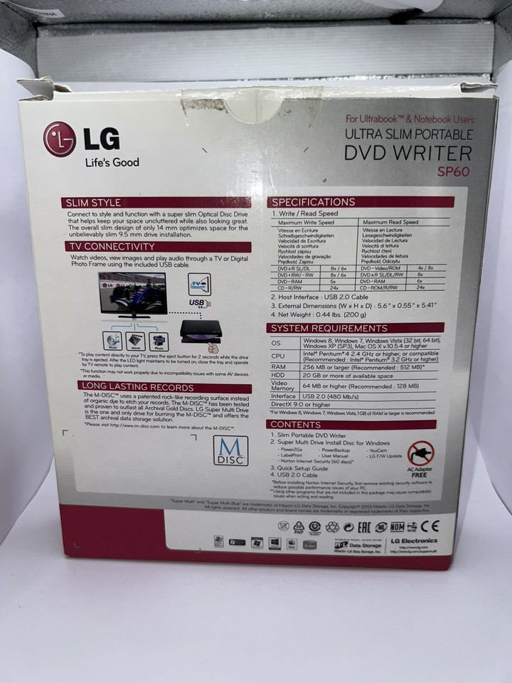 LG External DVD-WRITER Black Ultra-Slim Portable SP60 DVD-RW | eBay