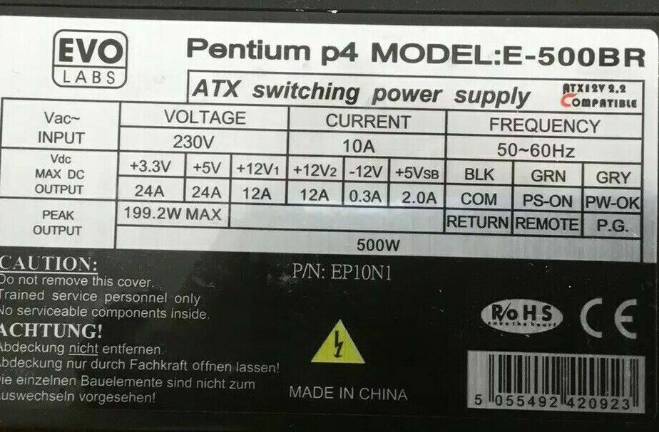 750w 600w 500w EVO LABS Cronus ATX Computer Gaming PC PSU Power Supply ...