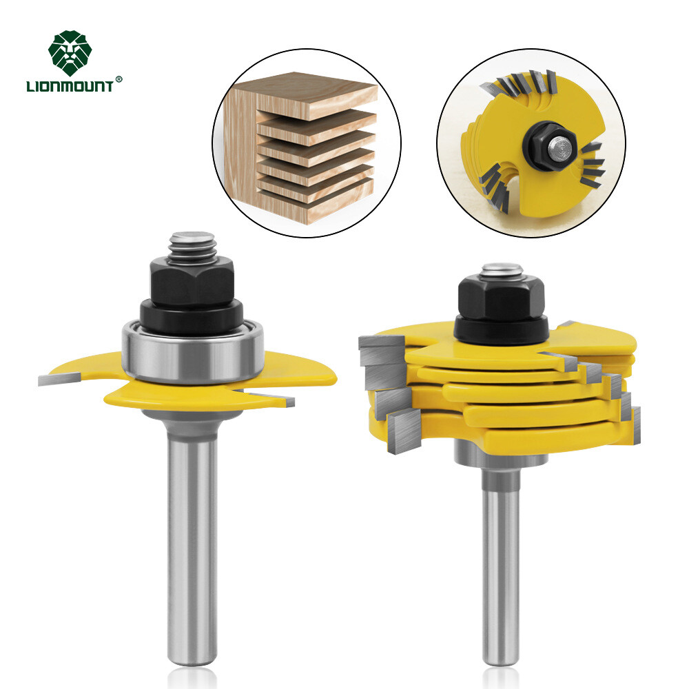 Adjustable Slotting Cutter Router Bit Set 3-Wing, 6pcs Kerf, 8mm 12mm 1 ...