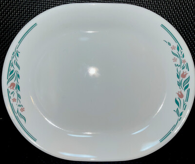 Corelle Rosemarie Oval Serving Platter Dish 12" X 10" Tulips Pink Green ...
