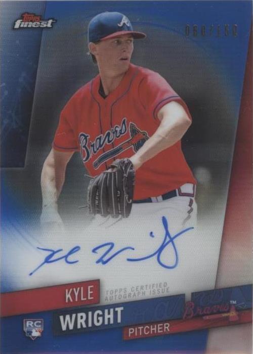 2019 Topps Finest - Autographs Kyle Wright #FA-KW Blue Refractor /150 ...