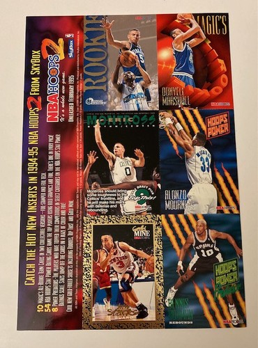 NBA Hoops 2 Uncut Card Sheet 94-95 Kidd Marshall Mourning Rodman Starks ...
