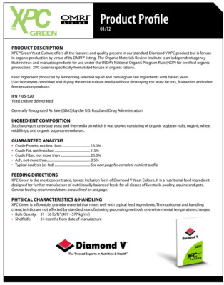 GENUINE! 2lb FRESH Diamond V XPC Green ORGANIC Nutritional Yeast NON ...