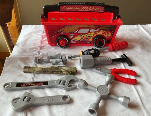 Disney Pixar Cars Lightning McQueen Car Toolbox Tool Kit With 8 Tools ...