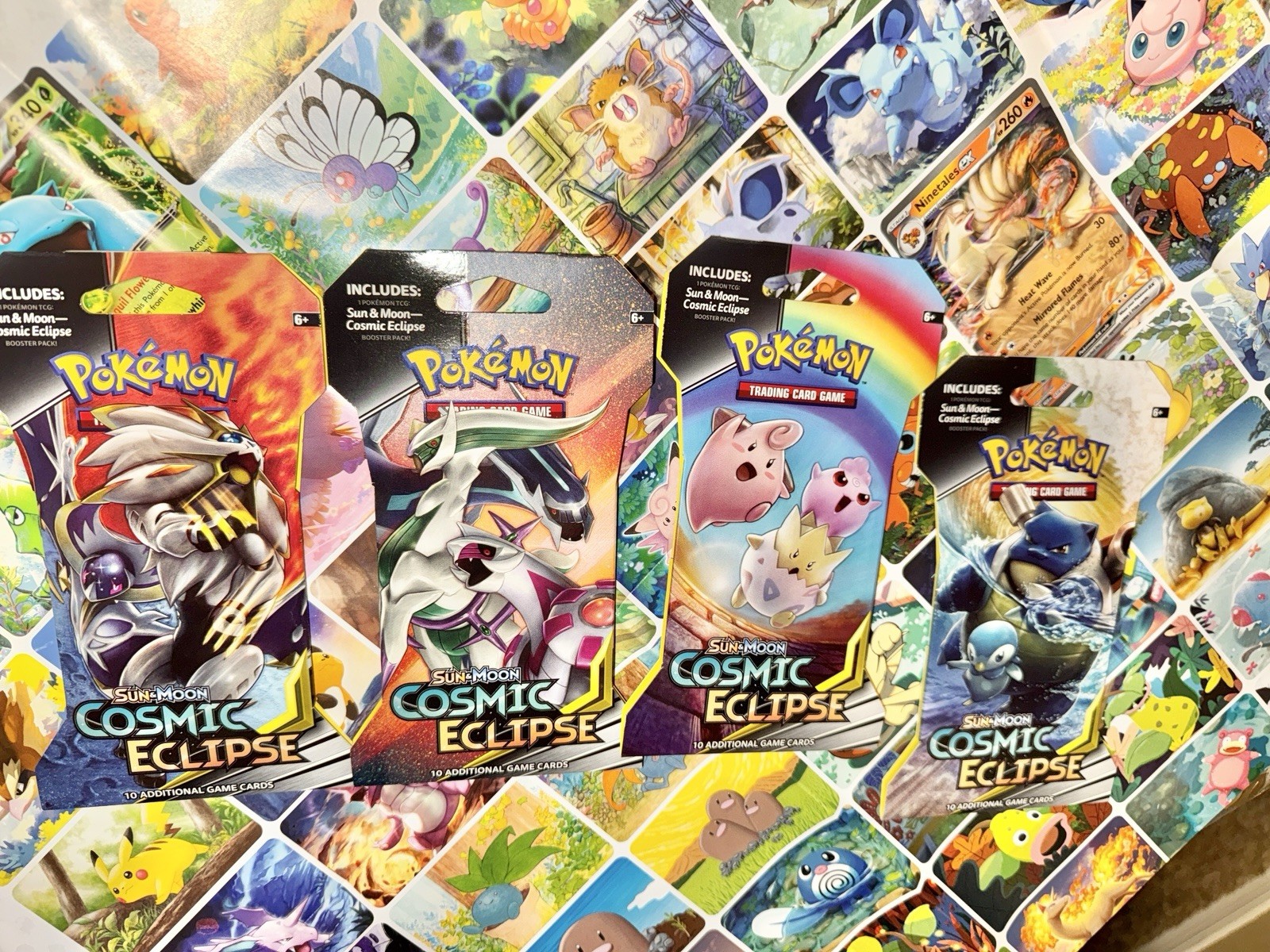 Pokemon Cosmic Eclipse Art Set Sleeved Booster Packs Set Of 4 Packs | eBay