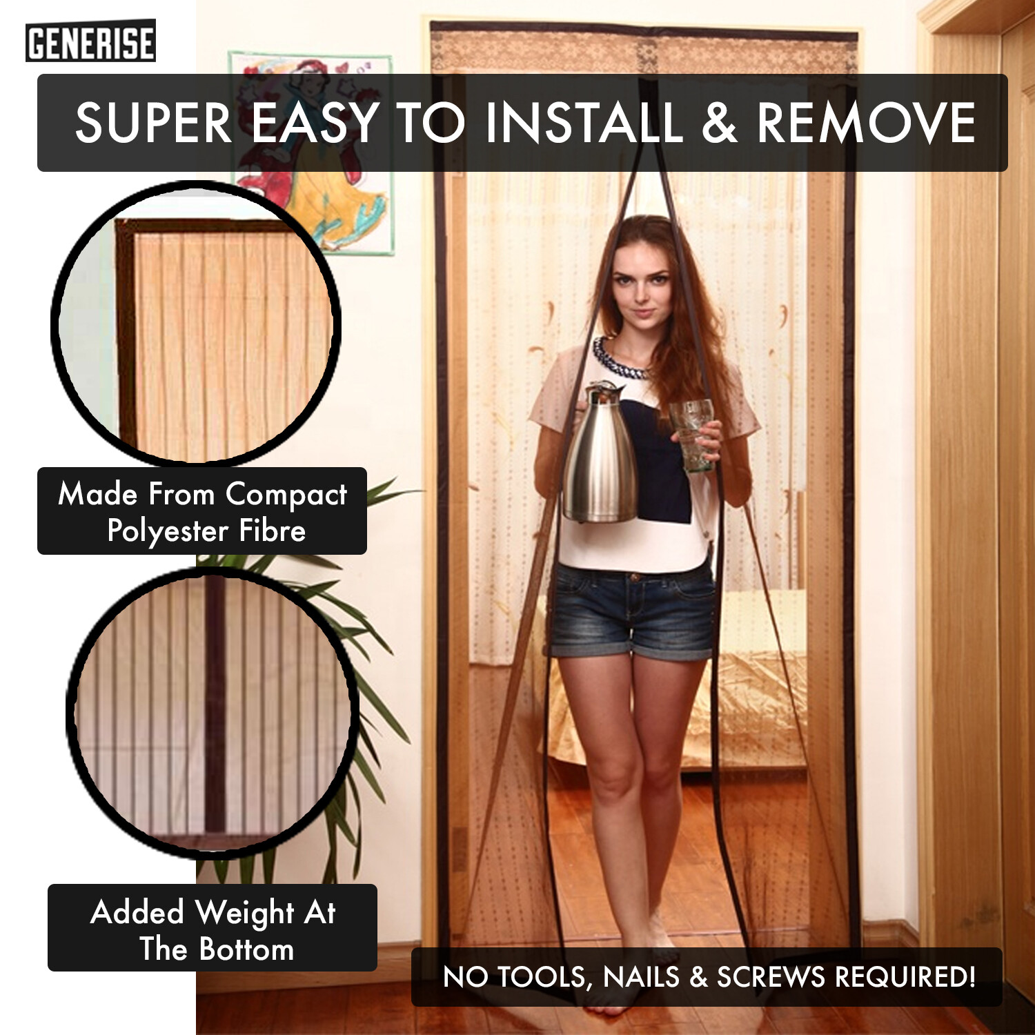 Magnetic Mesh Door Magic Protection Curtain Snap Fly Bug Insect ...