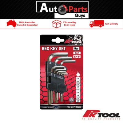 PK Tool 9 Piece SAE Hex Key Set | eBay Australia