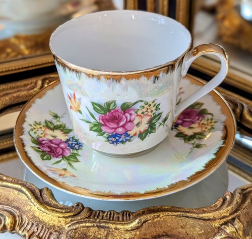 Vintage Tea Cup And Saucer Set,Lugenes, Made In Japan, Opalescent ...