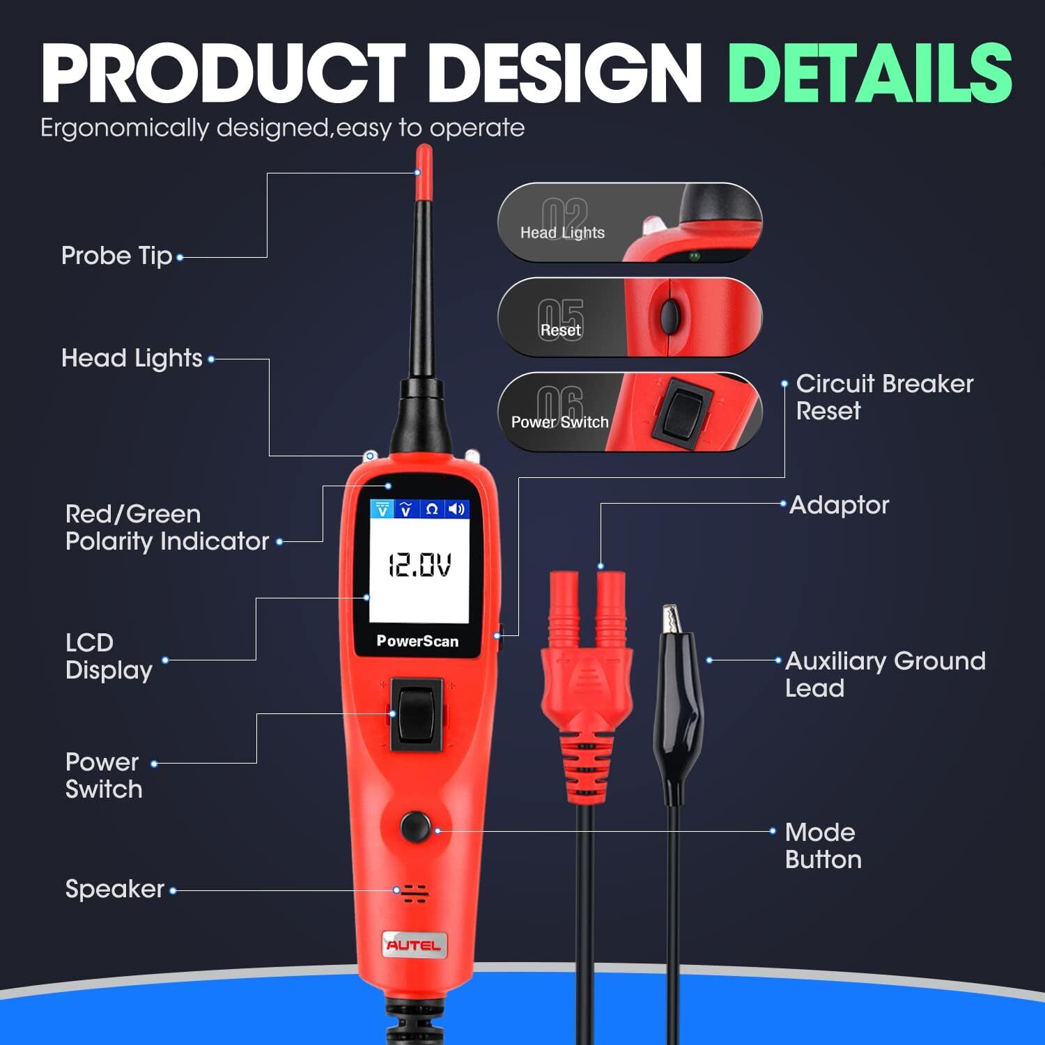Genuine Autel PowerScan PS100 Power Probe Kit Car Circuit Terster Tool ...