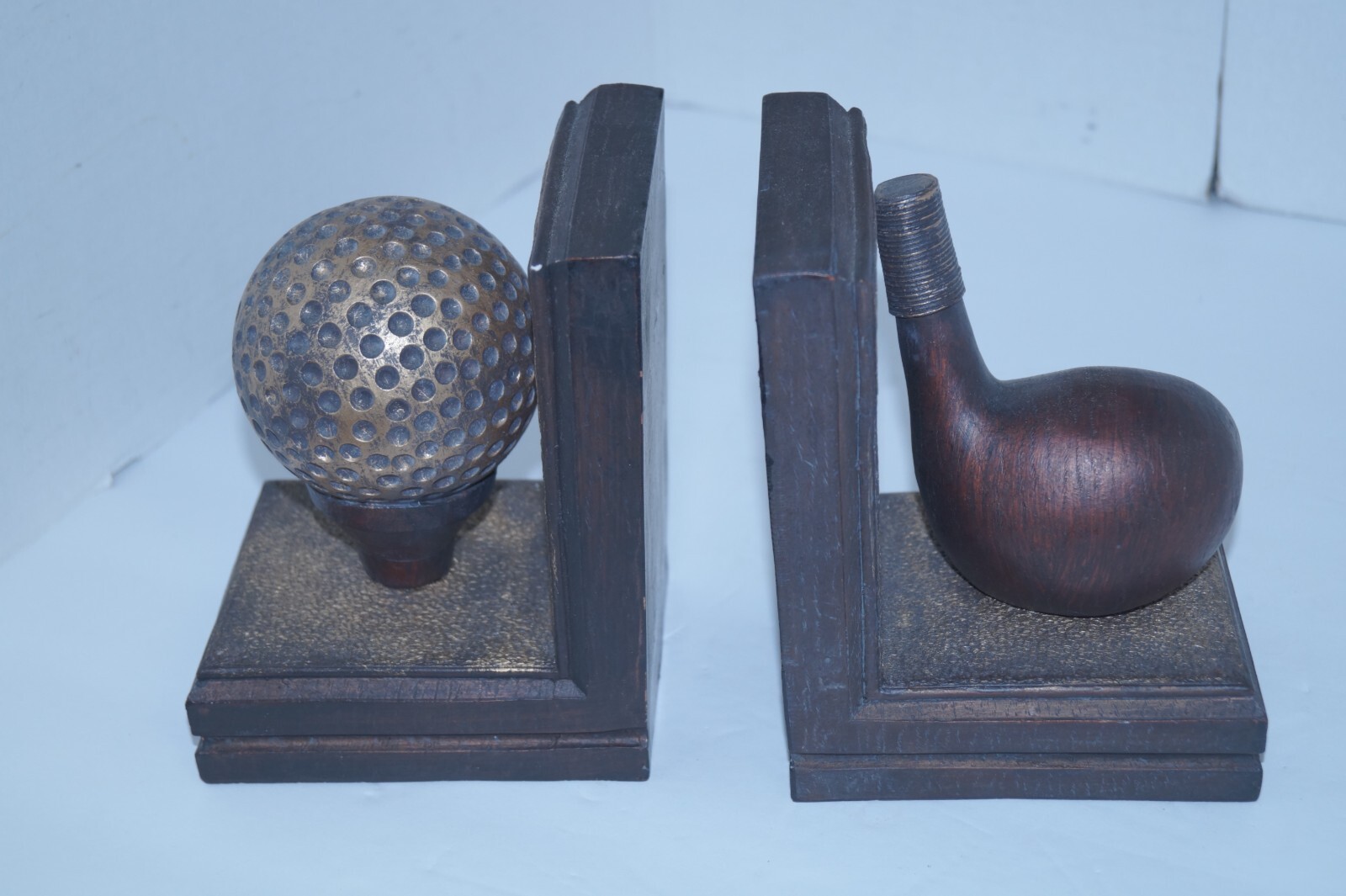 Vintage Golf Club Ball And Club Bookends Book Ends Set Pair Brown/Green ...