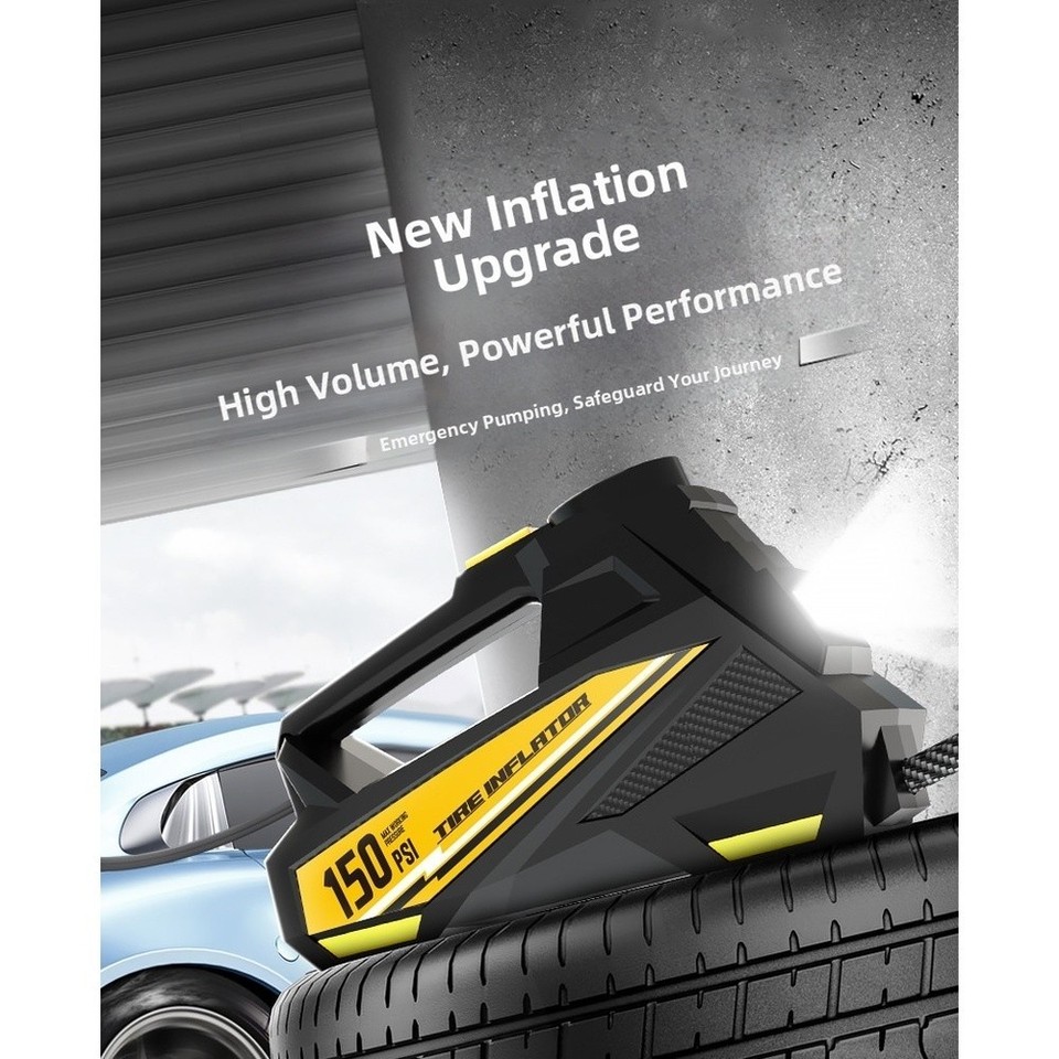 Car Tire Inflator LED Inflation Pump 150 PSI Maximum Pressure Built-in ...