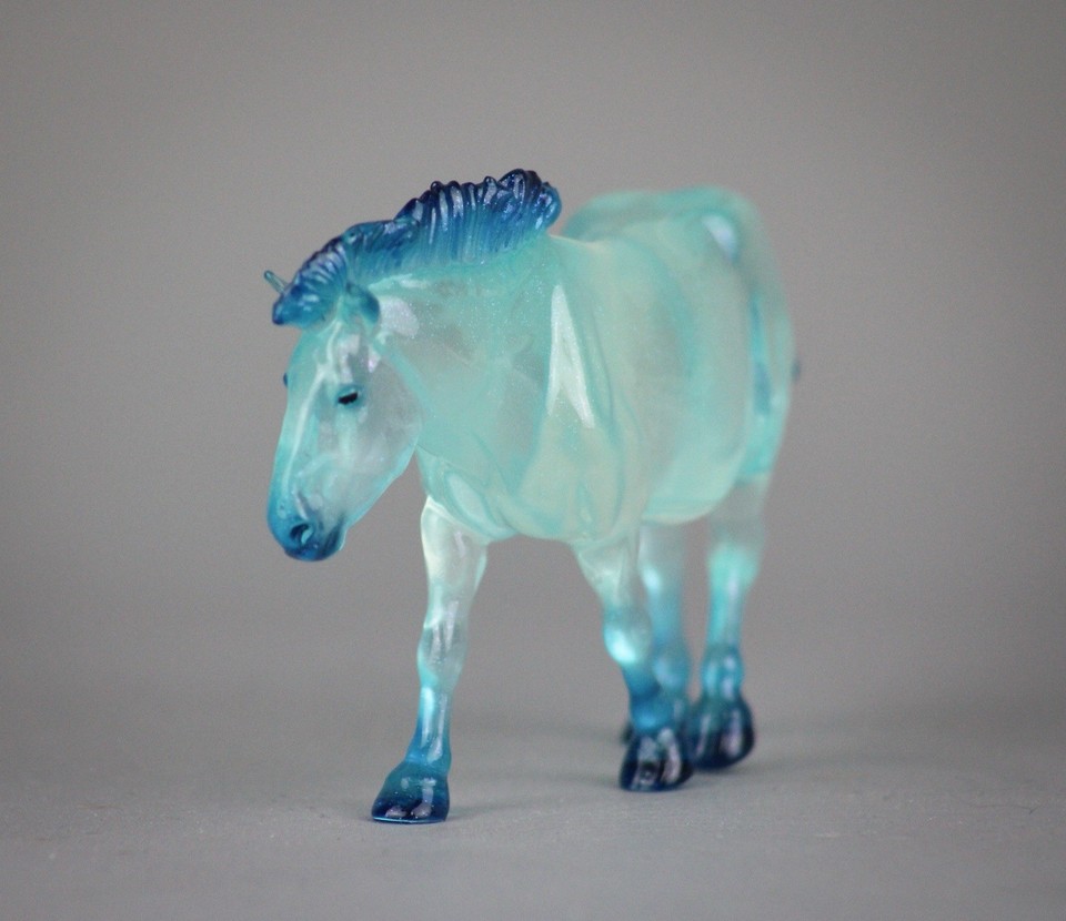 OOAK Clearware Blue GLOW IN THE DARK Przewalski~ Breyer Stablemate ...