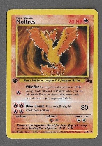 1st Edition MOLTRES Non Holo 27/62 Fossil Set Pokemon Card | eBay