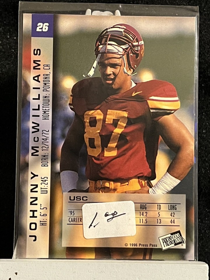 1996 Press Pass Paydirt Red Johnny McWilliams #26 USC Trojans Football ...