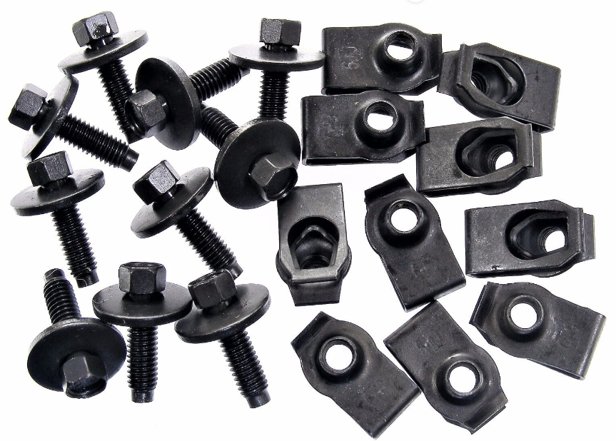 Ford Truck Body Bolts & U-nut Clips- M6-1.0 x 22mm- 8mm Hex- 20pcs ...