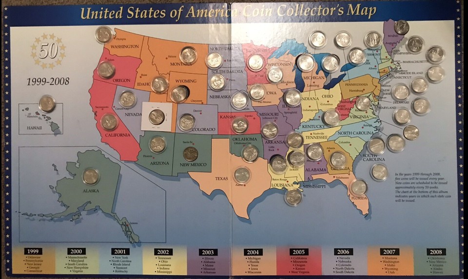 First State Quarters of the United States Collector’s Map 1999-2008 ...