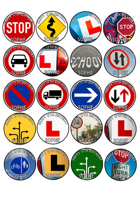 20 x edible personalised Learner Driver cupcake toppers uncut icing ...