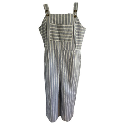 Robert Louis Cropped overalls women's size XL blue and white stripes | eBay