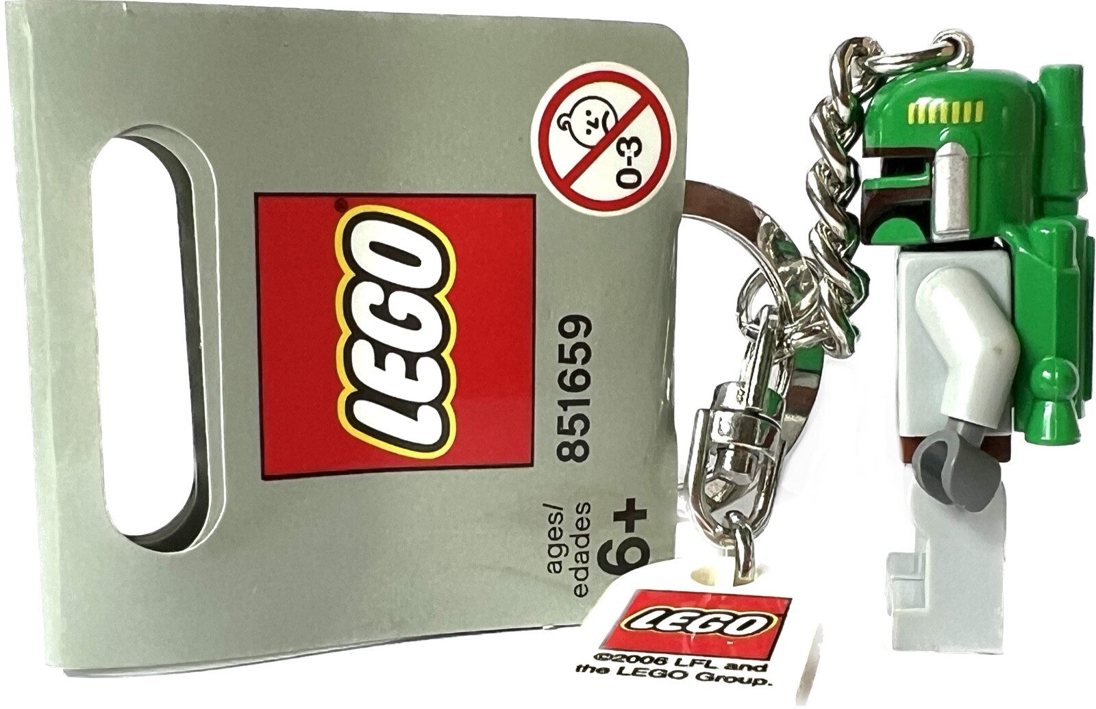 STAR WARS LEGO BOBA FETT KEYRING ORIGINAL RARE TILE GREY HANG TAG ...