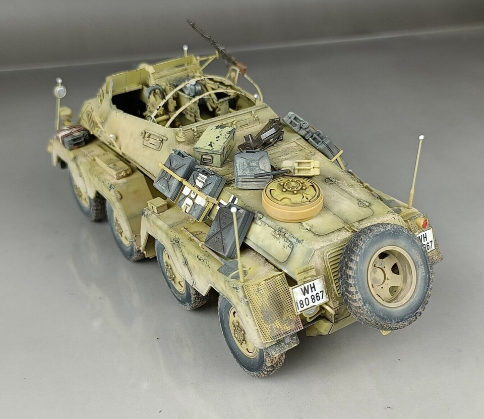 1/35 Built WWII German DAK Sd.Kfz 233 8 Rad w/7.5cm Gun 10.Pz.Div ...