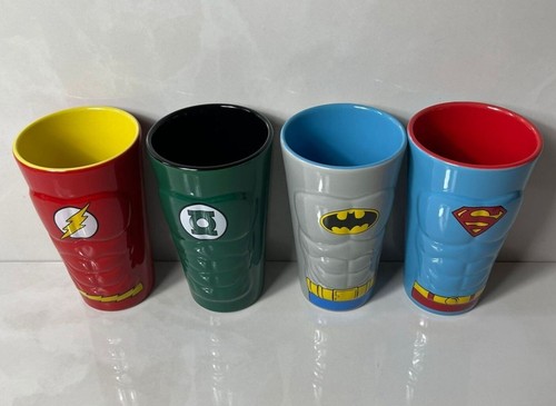 DC Comics Male Superhero Emblems Print Ceramic Shot Glass Sets ...