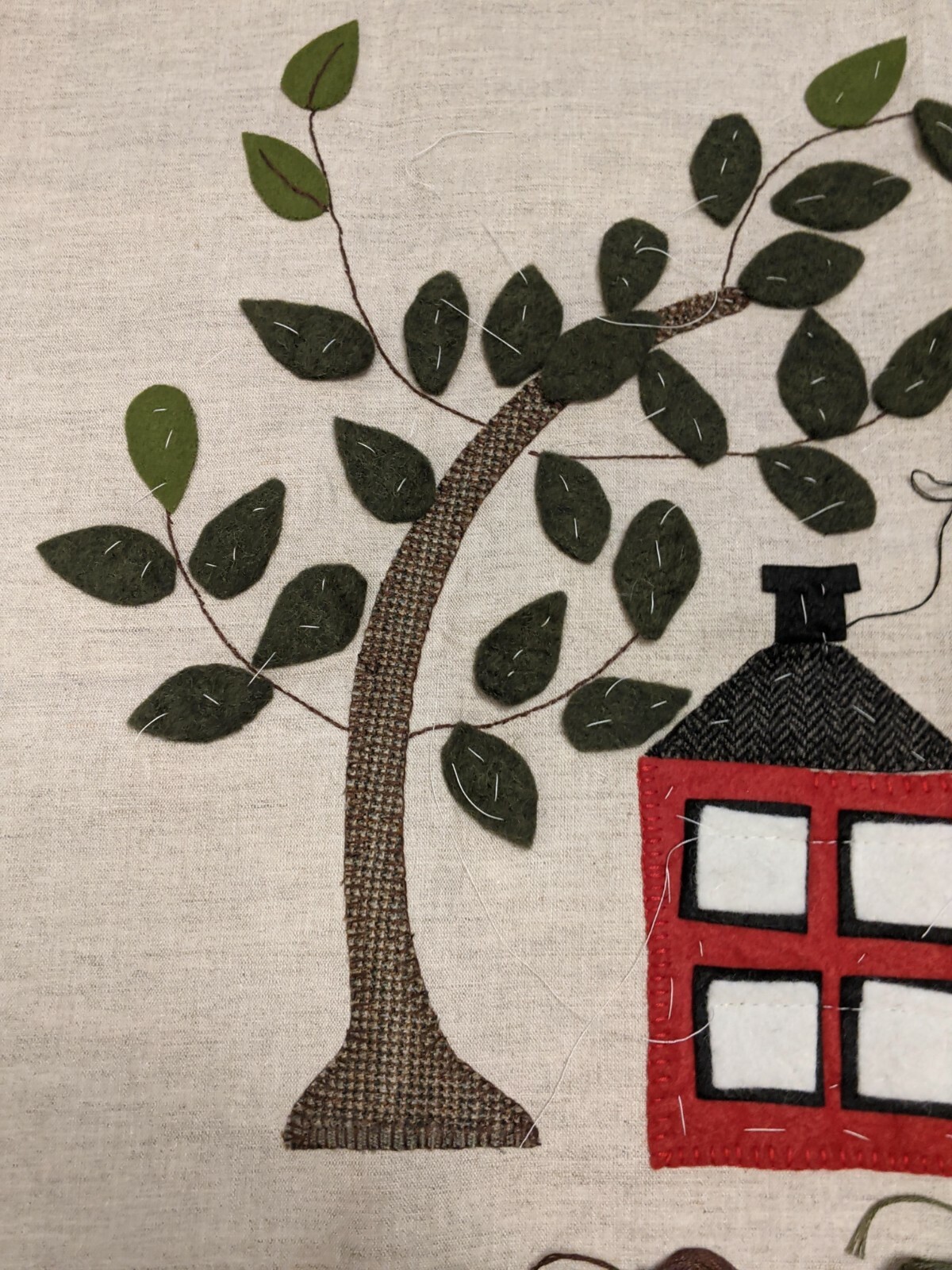Felt Applique Project: Tree and House or School House Partially ...