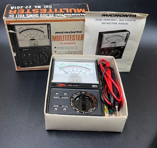Vintage Micronta 18-Ranges Multitester No. 22-201A w/Manual and Cables ...