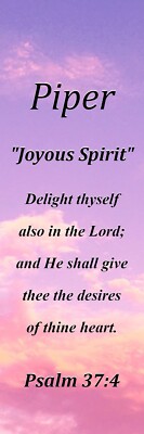 Piper "Joyous Spirit" Keepsake Name Meaning Bookmark with Bible Verse ...