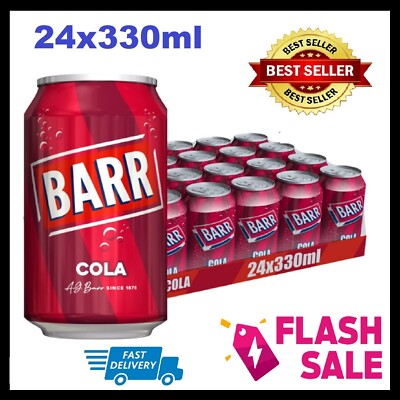 BARR since 1875, Classic Cola, 24 pack Fizzy Drink Cans, Low Sugar, 24 ...