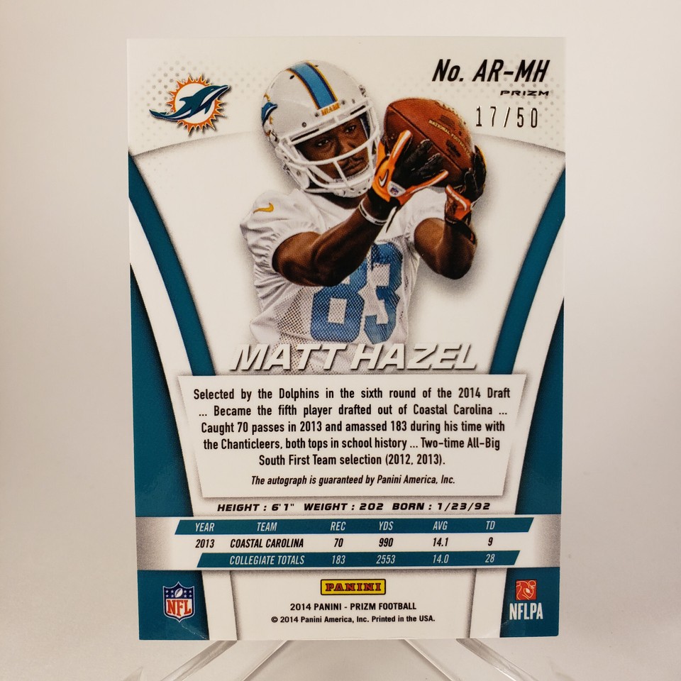 2014 Panini Prizm Light Blue Wave Prizms /50 Matt Hazel #AR-MH Rookie ...