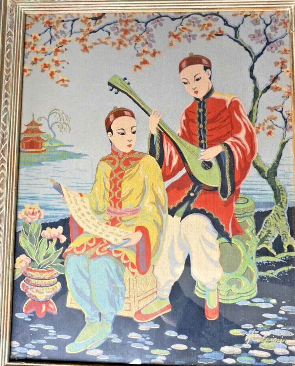 Set of TWO H. Calpini Silkscreened Serigraphs Japanese Scenes of ...