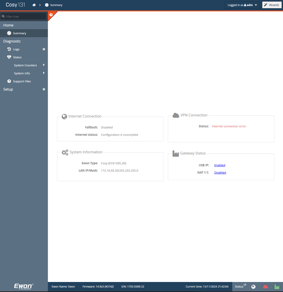 Ewon COSY 131 Industrial Remote Access VPN Gateway EC61330_00MA/S ...