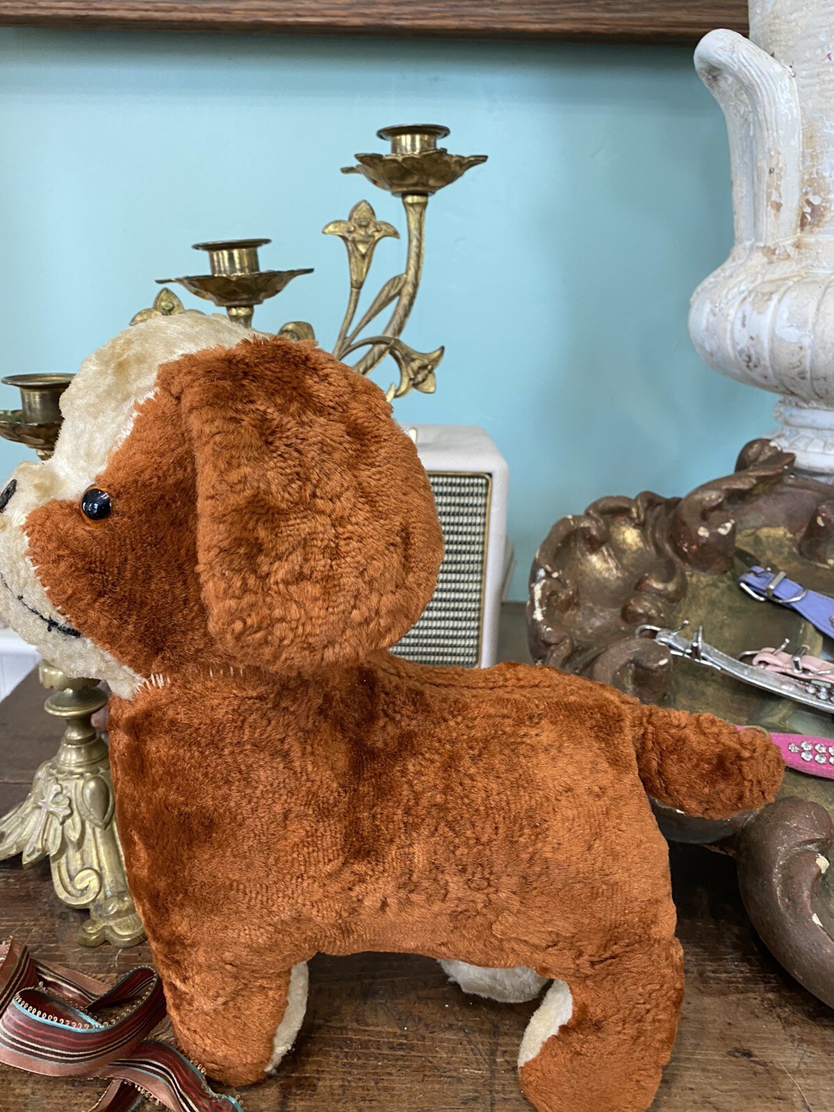 1950’s Vintage Stuffed Dog Bell In Ear Rust And Tan Blonde Charming | eBay