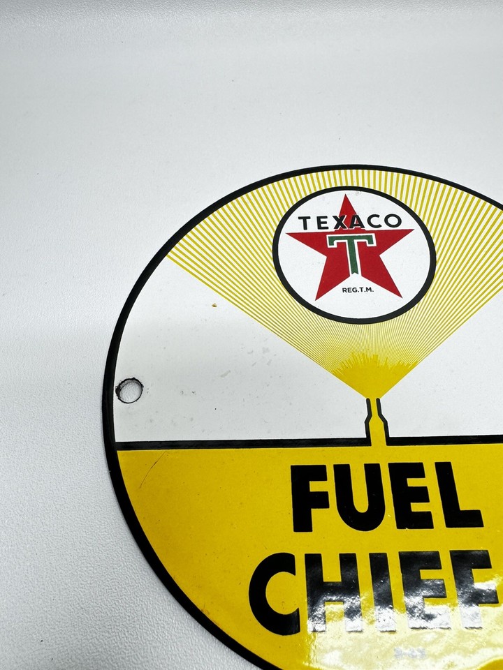 Texaco Fuel Chief Gasoline - Vintage Porcelain Sign- Service Station | eBay