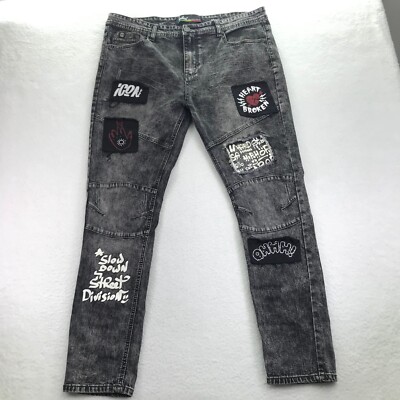 Switch Remarkable Jeans Mens 38x30 (39x29) Black Slim Taper Fit Stretch ...