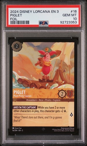 Disney Lorcana Piglet Pooh Pirate Captain 16/204 *FOIL* Super Rare PSA ...