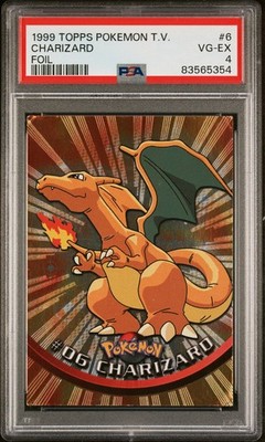 PSA 4 Charizard Foil Topps #6 1st Print Blue Logo 1999 Pokemon TV VG EX ...
